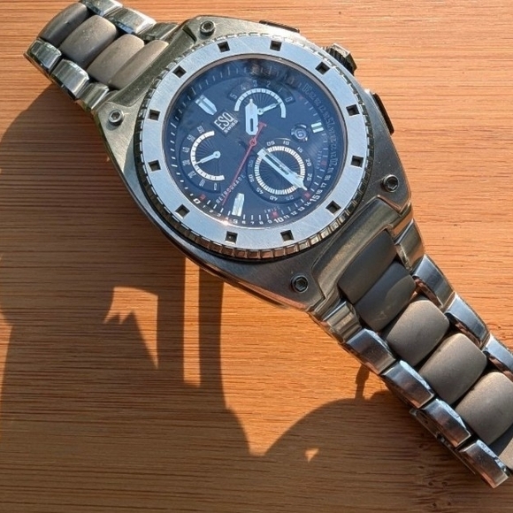 Movado | Accessories | Movado Silver And Black Chronograph Watch | Poshmark